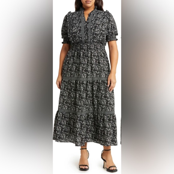 Max Studio Dresses Max Studio Curvy Girl Floral Puff Sleeve Smocked